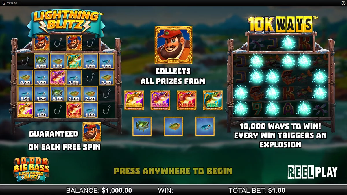 10,000 Big Bass Lightning Blitz Slot by Reel Play RTP 96.11%